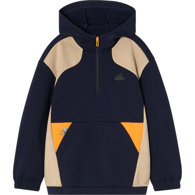 Adidas/阿迪达斯正品新款儿童宽松时尚半拉链套头卫衣JC9377