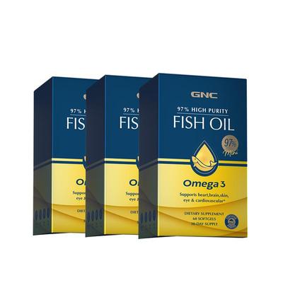 3盒装GNC健安喜97%鱼油深海高纯度高吸收omega3胶囊epa护眼脑dha