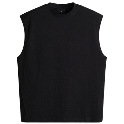 HM男装背心春季宽松美式重磅棉质圆领运动无袖T恤1288285