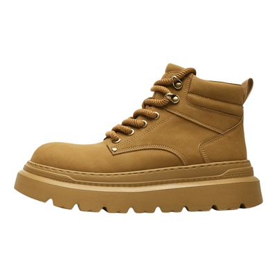 冬季加绒马丁靴男士增高大黄靴