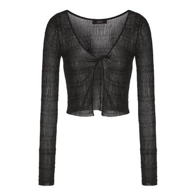 GIMING扭结黑色镂空针织衫