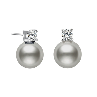 几尤纯银施华洛珍珠耳饰女