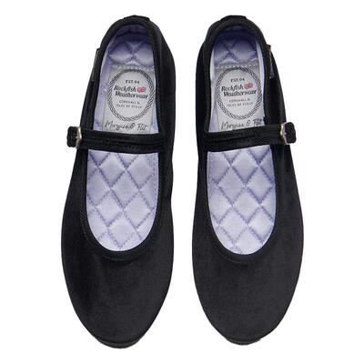 舒适复古丝绒玛丽珍鞋