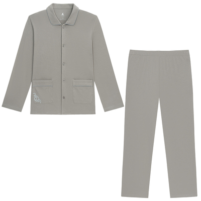 铜牛净味抗菌棉开襟男套 2025秋冬新款睡衣家居服套装男NJ070