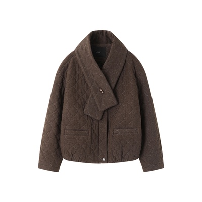 XWI欣未磨毛绒感仿牛仔围脖棉服外套女冬季轻暖今年流行短款棉衣