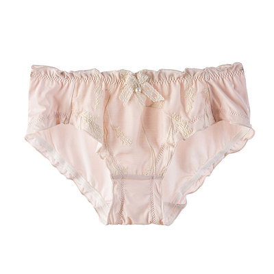 日系复古刺绣荷叶边底裆三角裤头