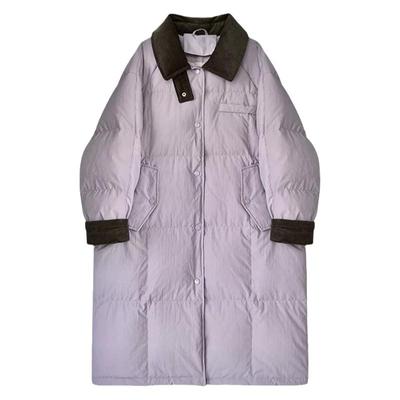 奶紫色90白鸭绒羽绒服外套