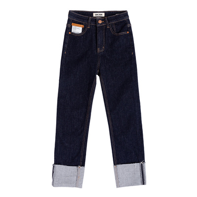 黑科技不掉色面料高腰直筒裤