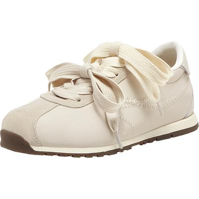 百思图25秋新款百搭阿甘鞋粉色芭蕾单鞋德训鞋女休闲鞋A1877AM5