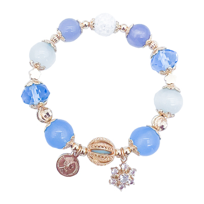 原创ins设计童话海宝蓝水晶手链白水晶阿富汗玉手串冰雪花星空