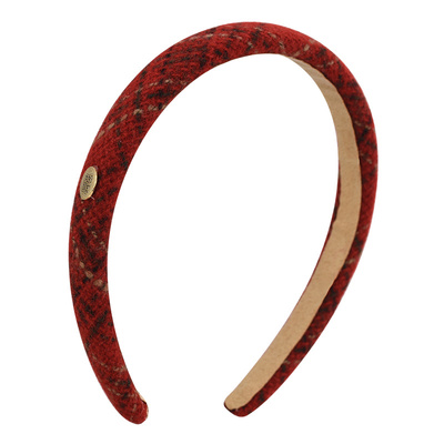 节日氛围感红色格子发箍