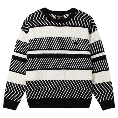 【水墨云间】BOYLONDON情侣毛衣冬季套头毛衫慵懒黑白条纹上衣