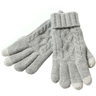 冬超保暖兔羊毛双层加厚触屏手套