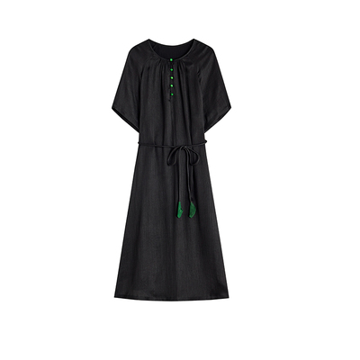 萧娘【云悠】香云纱宽松桑蚕丝宽松连衣裙休闲中式中国风XNA1177