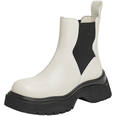 Tata他她休闲厚底切尔西靴女靴子加绒显瘦烟筒靴2024冬季CEA01DD4