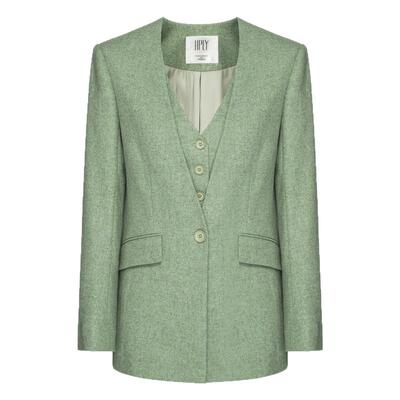 HPLY荷比俪春季新款女假双层领设计显瘦通勤外套HYD11520212