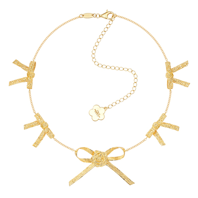 YVMIN尤目 x SHUSHUTONG 织物铸造蕾丝蝴蝶结锁骨链项链生日礼物