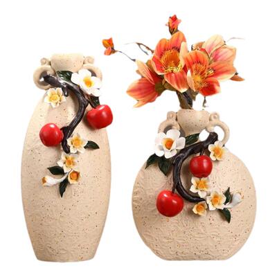 高级感花瓶柿柿如意柿子摆件陶瓷