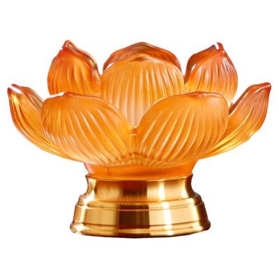 琉璃莲花蜡烛台佛前供灯莲花灯家用供奉供佛酥油灯底座佛具用品