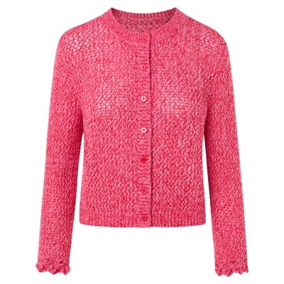 【MONEY HONG】朗姿羊毛圆领镂空花边针织毛衣气质开衫/半身裙女