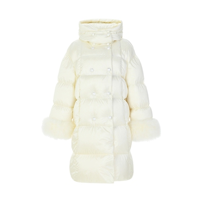 lefame拉飞姆冬季时尚泡芙加厚外套冬装中长款白色羽绒服女设计感