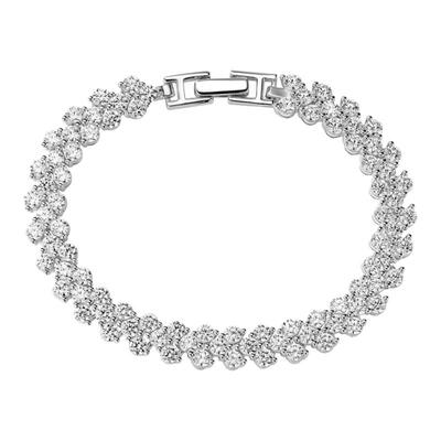 爱心造型锦簇满钻手链女925银