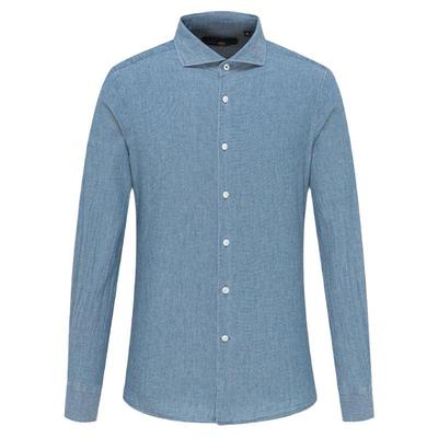 LAMPO八字领长袖商务休闲衬衫