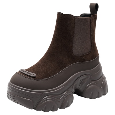 Lee Cooper厚底切尔西靴女款2025新款小众复古短靴美拉德棕色靴子