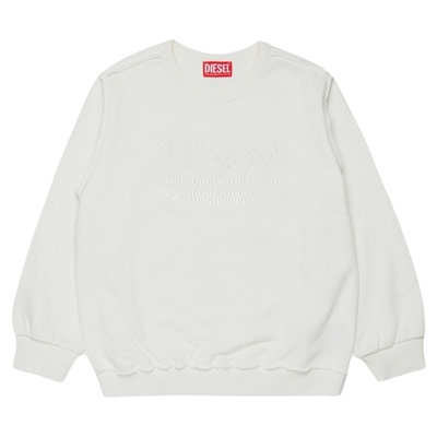 [折扣]DIESEL男童SUPER LOGO白色圆领休闲卫衣J02491KYAZR