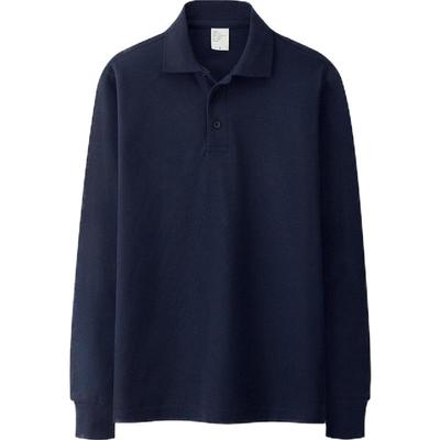 2件纯棉日系POLO衫男长袖宽松T恤