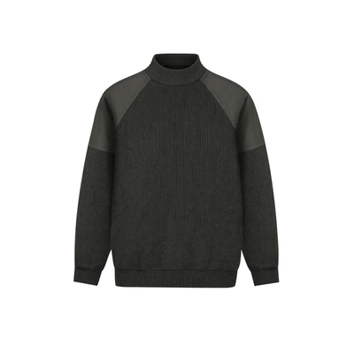 二十二号穿搭暖冬松弛感冬季拼接圆领套头毛衣针织衫卫衣打底衫男