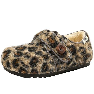 UBZ 内增高豹纹加绒勃肯鞋女冬季2026年新款魔术贴毛毛鞋保暖棉鞋