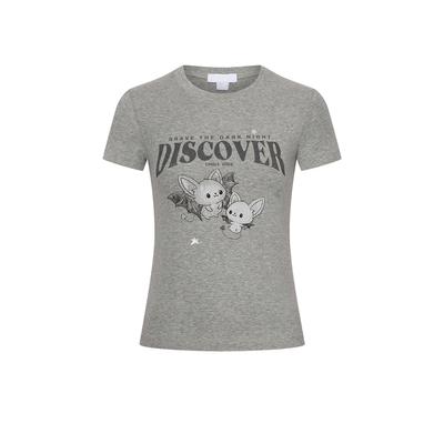 UR&DC2026春季新款减龄潮流做旧趣味风印花修身短款短袖T恤女上衣