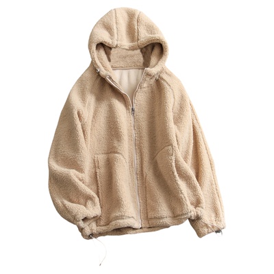 奥粒绒双面加绒加厚摇粒绒外套女