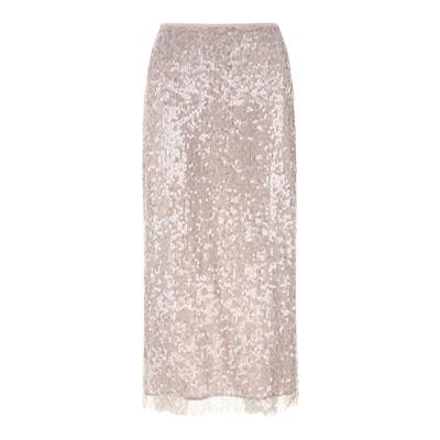 wanatry亮片人鱼感粉色直筒裙