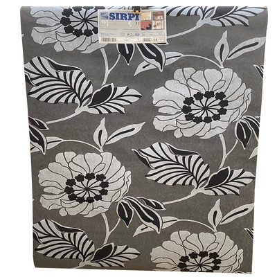 意大利高端植物绒轻奢花卉墙壁纸