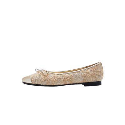 Nine West/玖熙浅口单鞋夏季新款刺绣复古拼接舒适玛丽珍女鞋