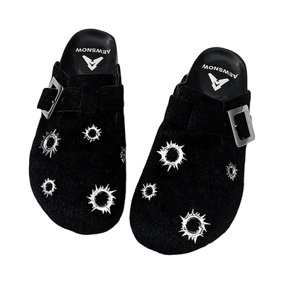 Aew 进口马毛立体弹孔勃肯鞋时尚街头休闲百搭通勤男女包头拖鞋