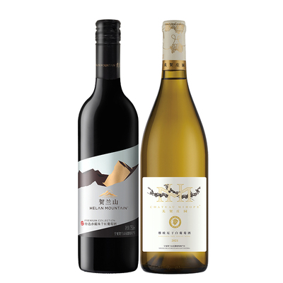 贺兰山特选干红+美贺庄园维欧尼干白750mL双支装贺兰山国产红酒