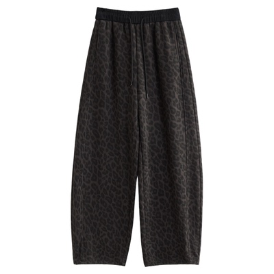 SeRinaBlue豹纹加厚女士直筒裤