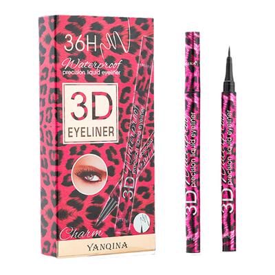 豹纹眼线笔酷黑速干防水持久细头