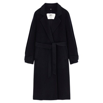 【商场同款】HPLY荷比俪2025冬新款绵羊毛简约长款翻领双面呢大衣