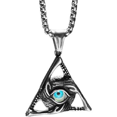 哥特个性三角形恶魔之眼钛钢项链