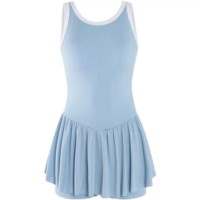 性感辣妹连体保守裙式泳衣泡温泉