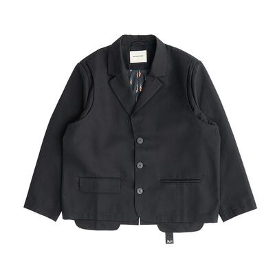 HalfwayHouse2026年春季新款廓形休闲西装后开叉质感拼接口袋外套