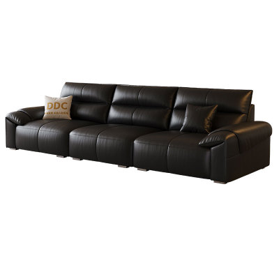 DDC意式全真皮黑色真皮沙发新款