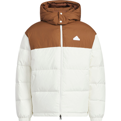 阿迪达斯男女连帽宽松拼接羽绒服