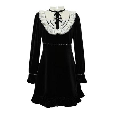 LULUALWAYS黑白花边拼接连衣裙