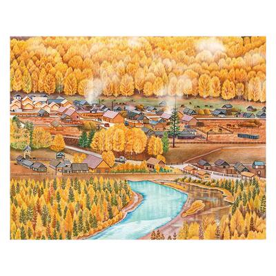 3djp秋日风景插画平面拼图2000片