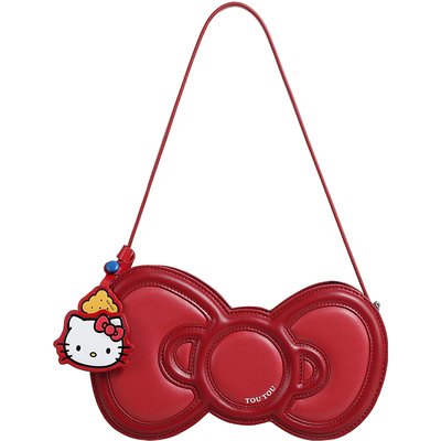 [新年礼物]TOUTOUhellokitty三丽鸥蝴蝶结红色包包单肩腋下包生日